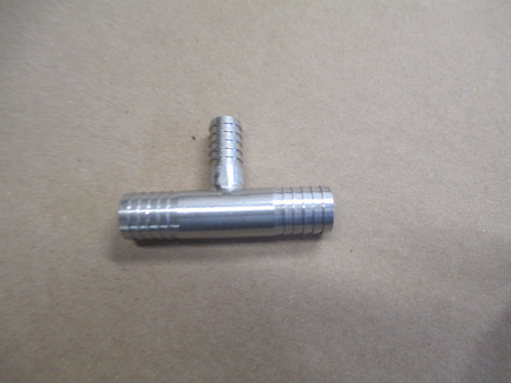 7080: 1/2 x 1/2 x 3/8 Barb Tee, Stainless Steel — Midwest Beverage